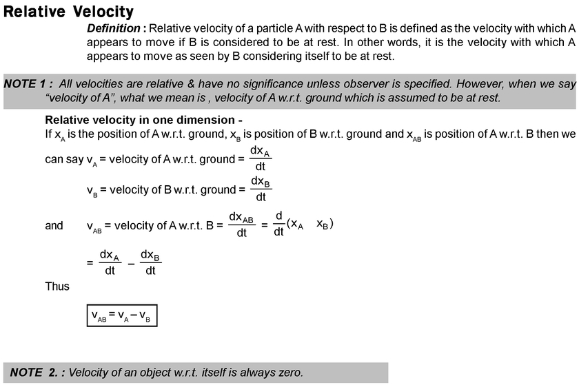 Relative Motion Revision Notes - IIT JEE/NEET Preparation | Nucleon
