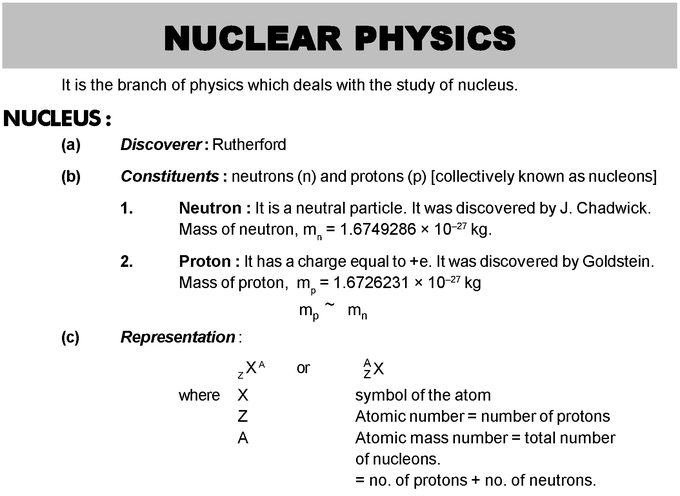 Nuclear Physics Revision Notes - IIT JEE/NEET Preparation | Nucleon